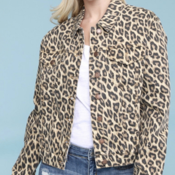 Judy Blue | Jackets & Coats | Left Plus Size Leopard Denim Jacket ...